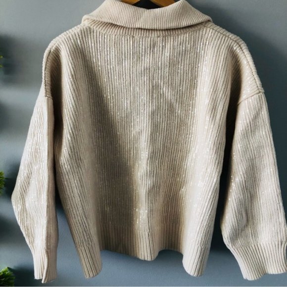 Zara | Sweaters | Zara Sequin Jump Zip Sweater | Poshmark